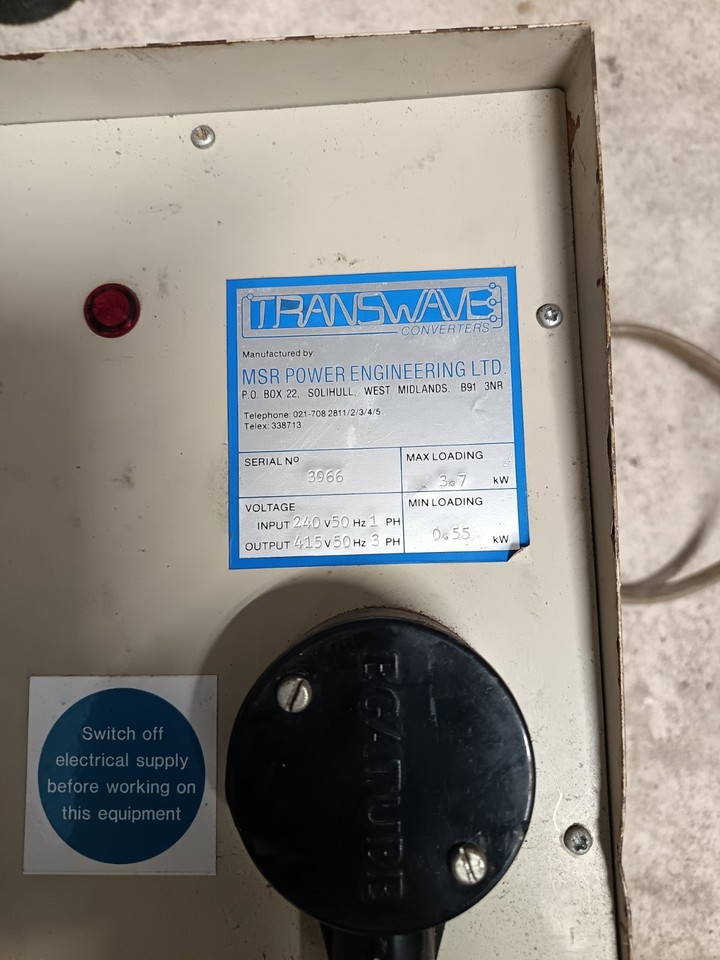 Transwave Static Converter 3.7kW Single to 3-Phase 240V to 415V | eBay UK