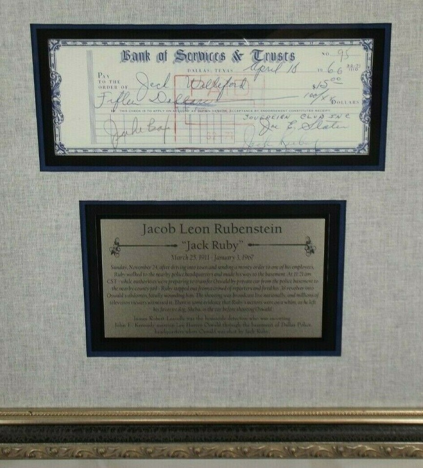 Jack Ruby Nightclub Owner 1963 Shot Lee Harvey Oswald Autograph Framed ...