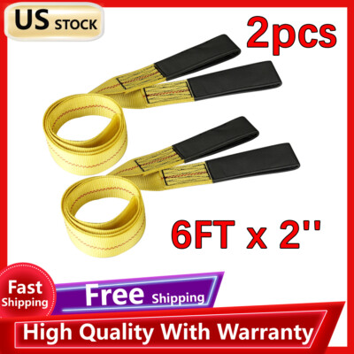 2" x 6FT Nylon Eye&Eye Web Lifting Sling Flat Loops Rigging Towing ...