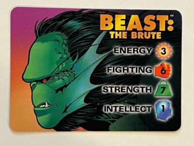 Marvel Overpower BEAST: THE BRUTE Hero E3 F6 S7 I1 Character Card 1998 ...