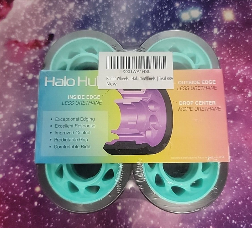 "NICE NEW" Radar Halo Hub 88A Roller Skate Wheels- 4 Pack 59mm x 38mm Teal | eBay