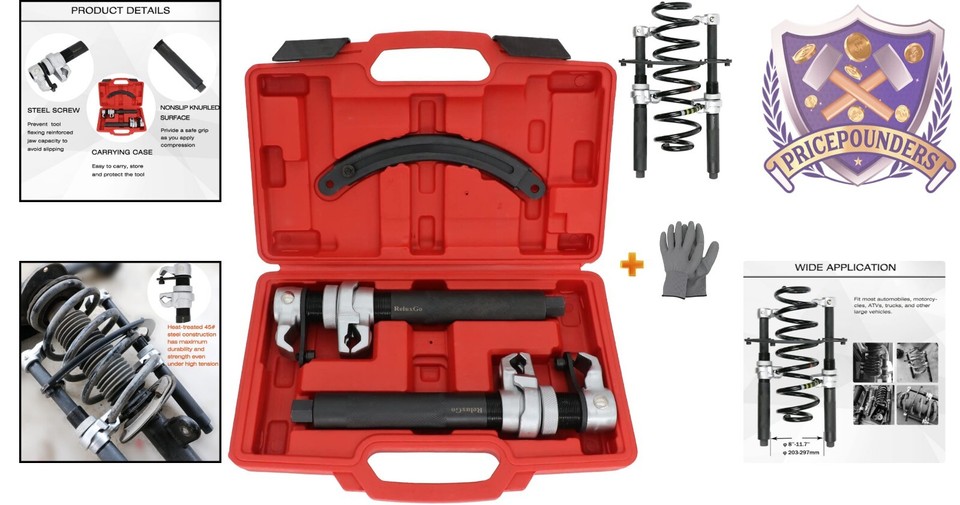 Coil Spring Compressor Kit Heavy Duty Automotive Spring Tool Car Truck ...