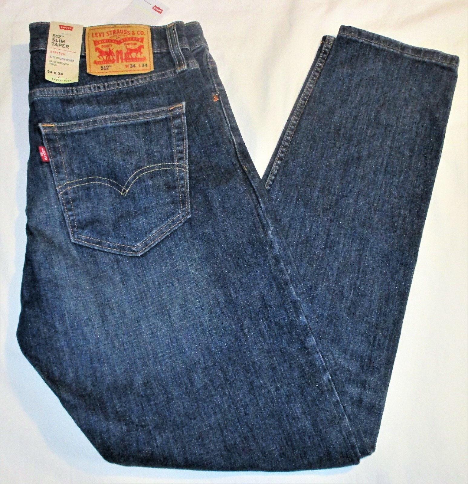 Men's Levi's Flex Fit 512 SLIM TAPER Red Haze INDIGO Dark BLUE JEANS ...