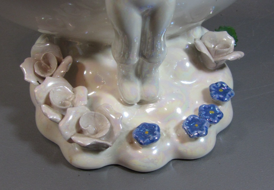 Vintage ESD Japan Pixie Elf front Moon FAIRY Iridescent Luster Planter ...