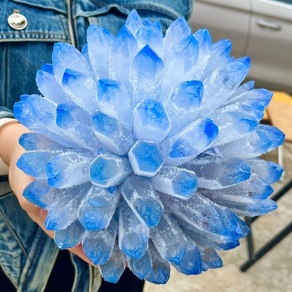 12.54LB eatiful blue Tibetan Ghost phantom Quartz Crystal Cluster ...