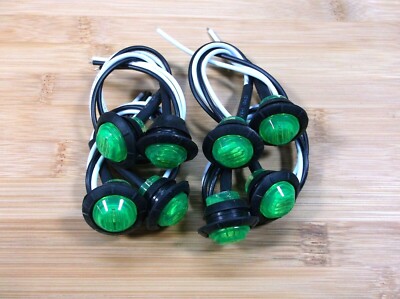 8 Super Bright BBT Waterproof 12 volt Green LED Push-In Marine Courtesy ...