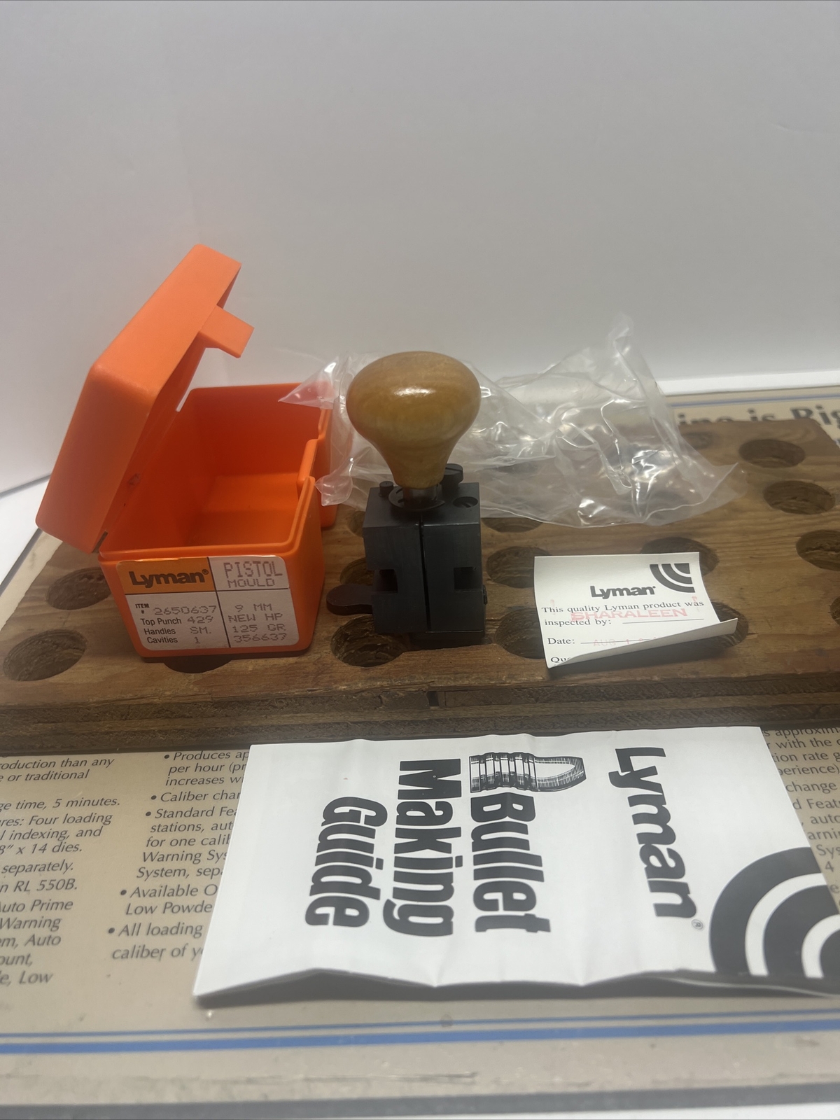 LYMAN # 356637 9mm 125 GRAIN HOLLOW POINT MOLD NEW IN BOX & GUIDE | eBay