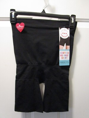 ASSETS BY SPANX REMARKABLE RESULTS BLACK SHAPING HIGH-WAIST SHORTS SIZE ...