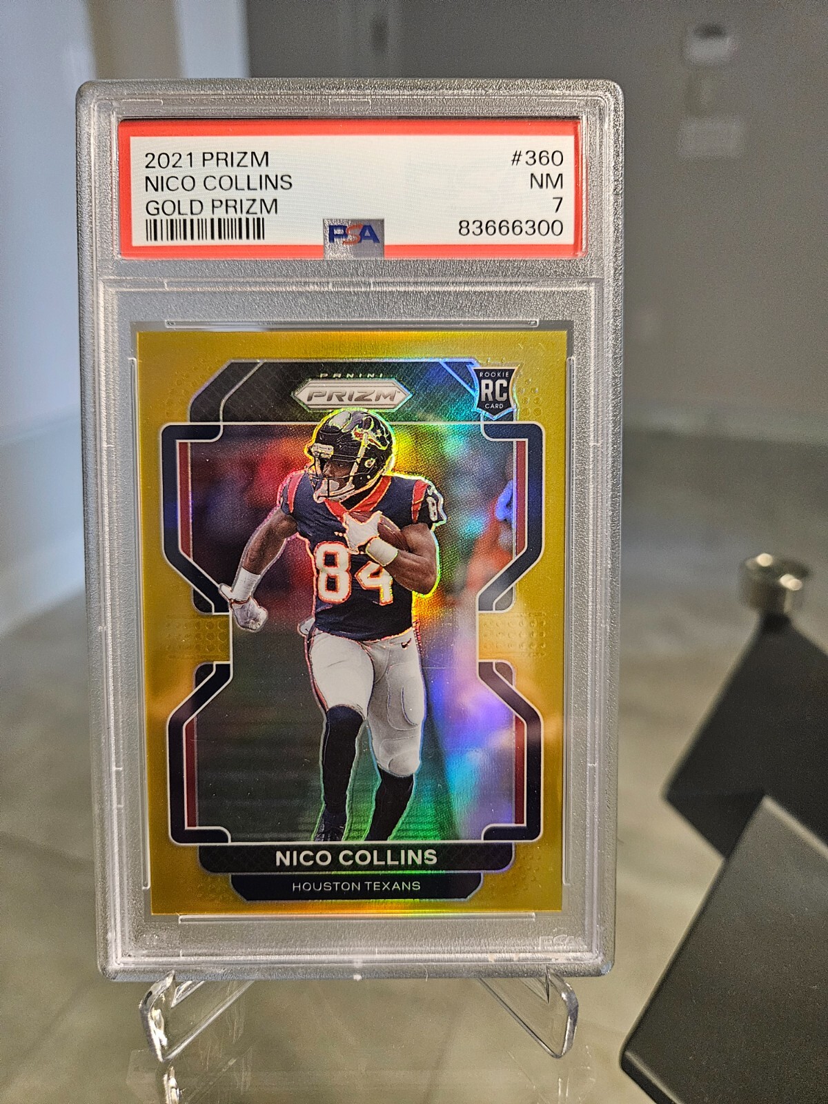 2021 Panini Prizm Nico Collins Gold Prizm RC PSA 7 NM True Gold 1/10 ...