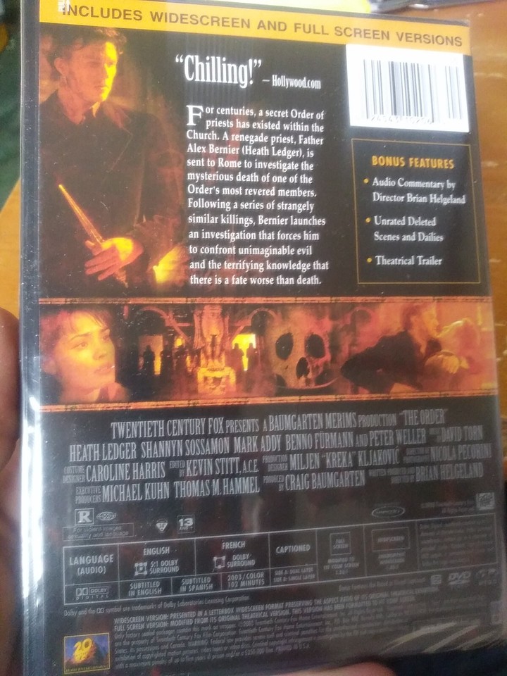 The Order DVD 2003 Heath Ledger Peter Weller Mark Addy sealed full and ...