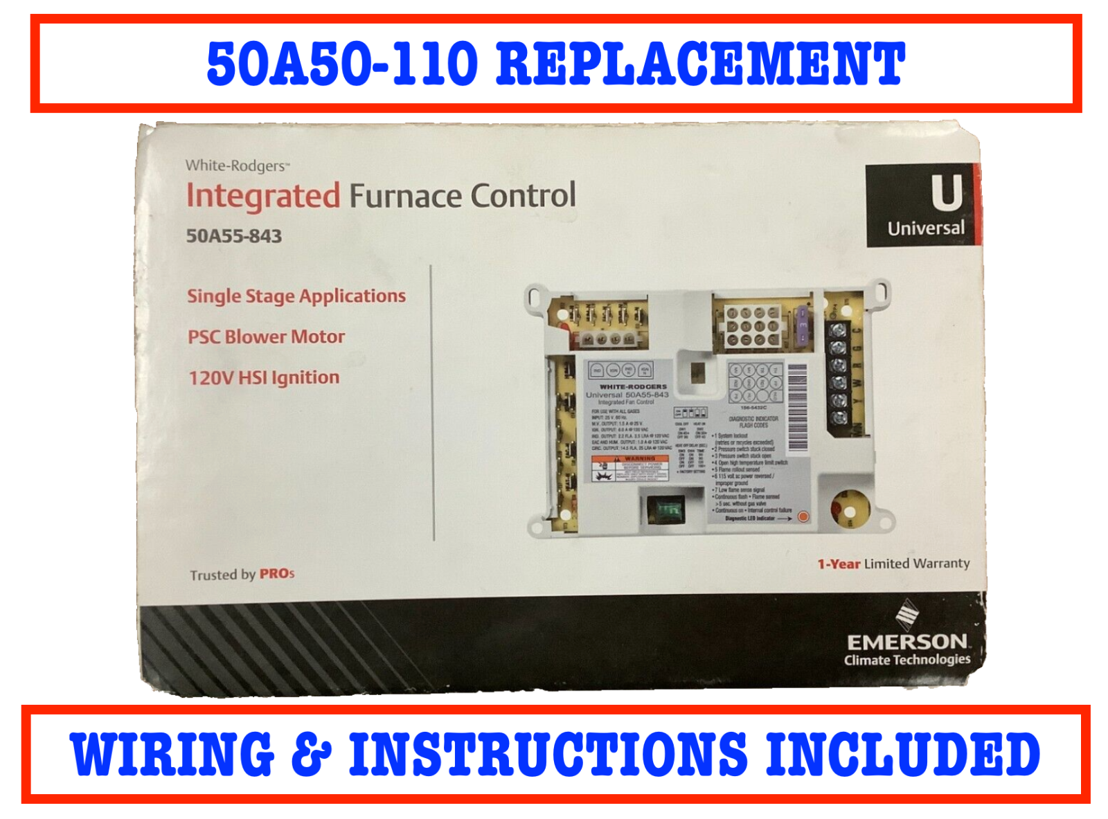 White Rodgers 50A50-110 Total Furnace Control Circuit Board 1380-686 | eBay
