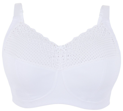 Glamorise COMFORT LIFT Plus-Size Bra 50D Soft-Lace STRETCH-STRAPS White ...