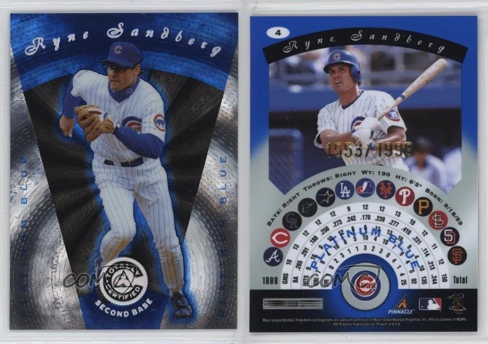 1997 Pinnacle Totally Certified Platinum Blue 1553/1999 Ryne Sandberg ...