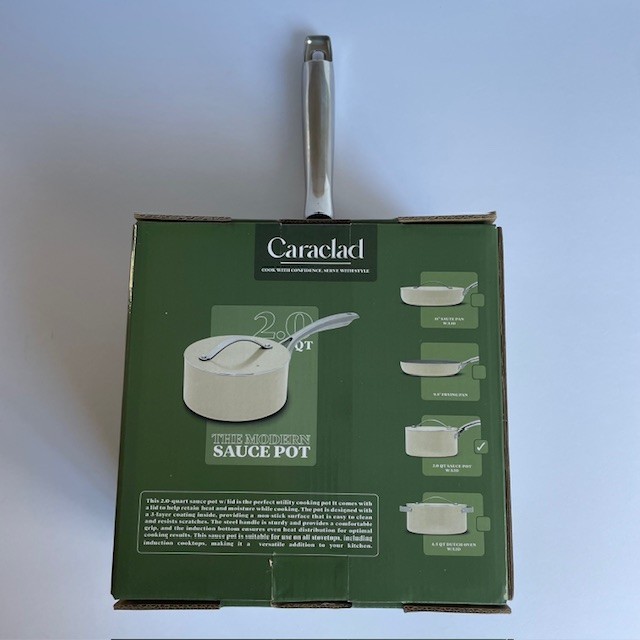 Caraclad Sauce Pot with Lid 2 Quart Aluminum Cookware White, Stylish ...