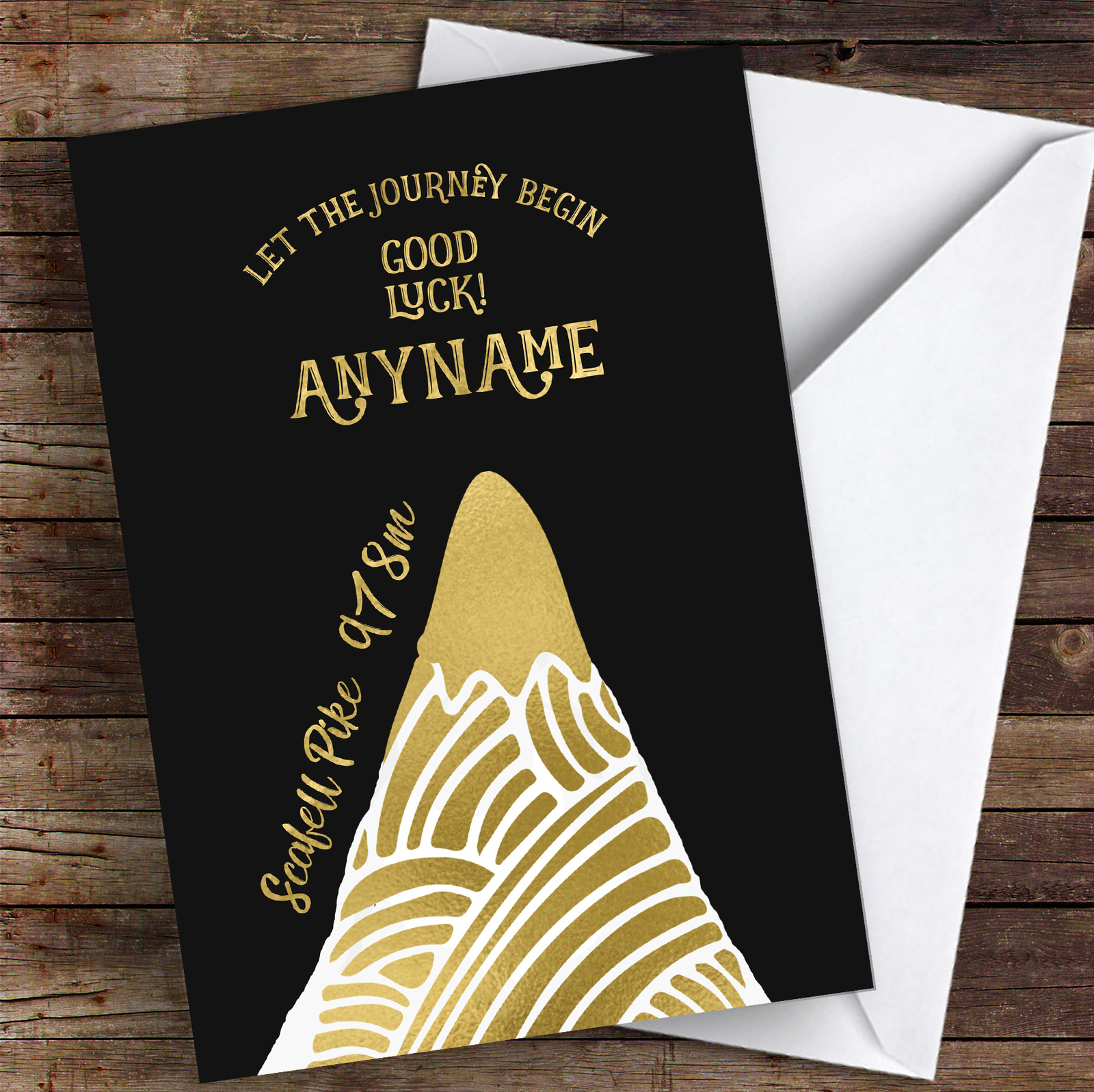 Scafell Pike Gold Style Good Luck Personalised Good Luck Card | eBay