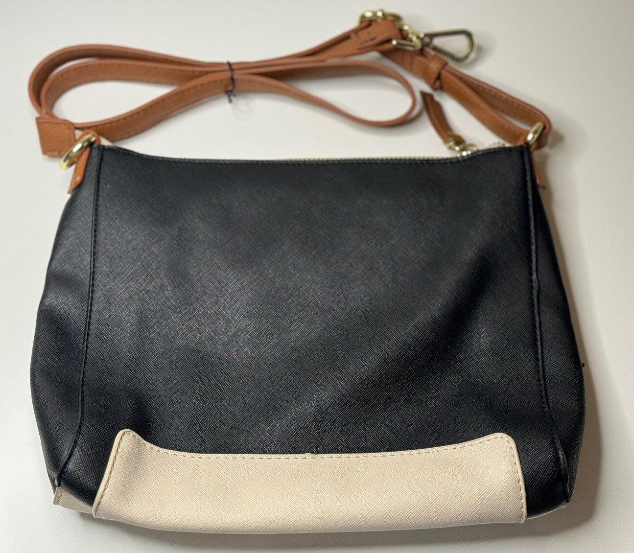 Liz Claiborne Shoulder Cross Body Handbag Purse Long Strap Black Cream ...