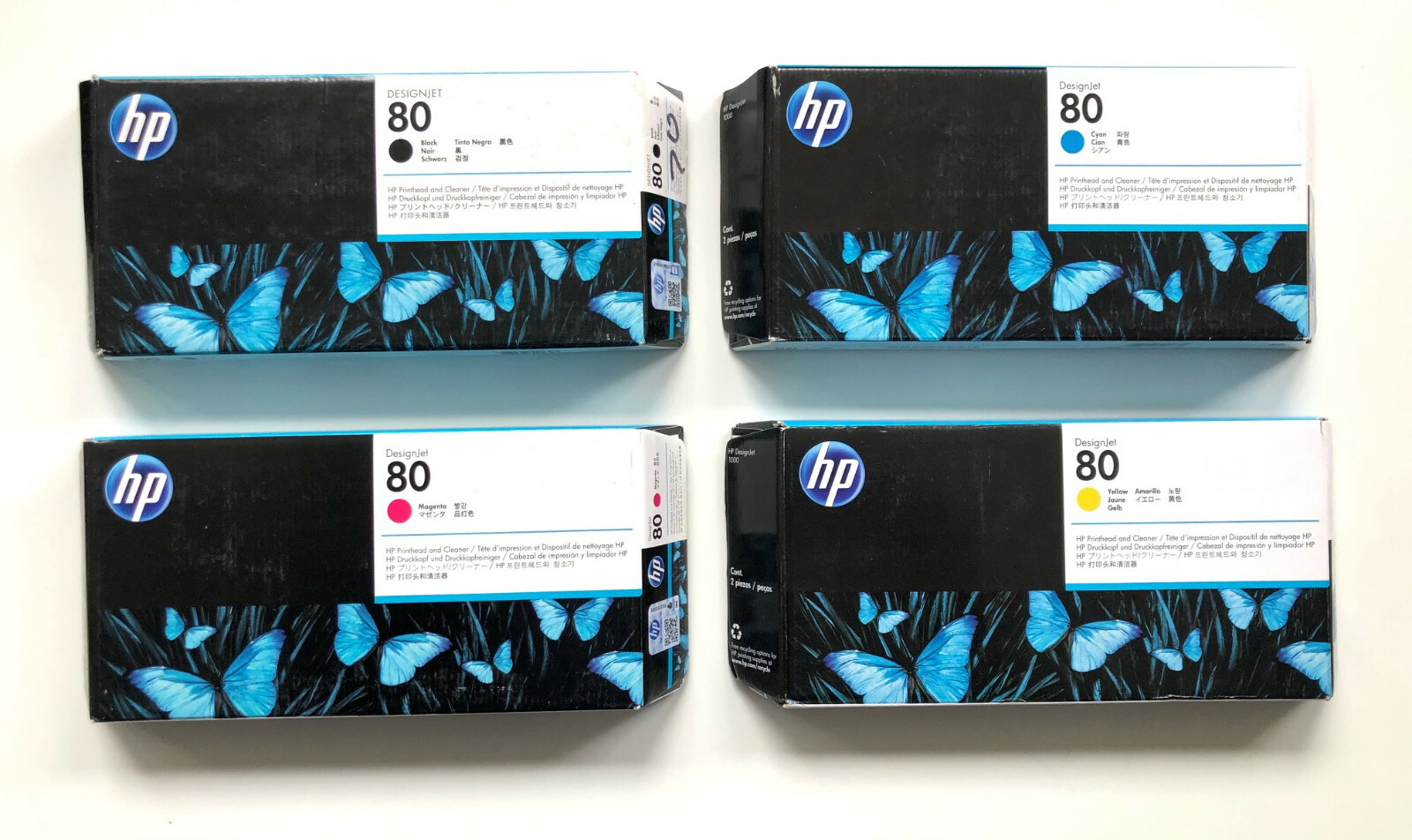 4 x Original Printhead HP Designjet 1050c 1055 / No. 80 C4820A -C4823A ...