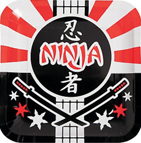 Ninja Paper Dinner Plates Samurai Warrior Party Square Lunch Plate Pack ...