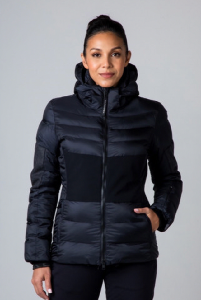 Capranea ELA Luxury Ski Jacket Black Hooded Quilted Eco Down Boarding ...