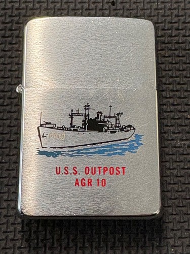 Vintage Zippo U.S.S. OUTPOST AGR 10 Navy Ship 1959-65 Military Lighter ...