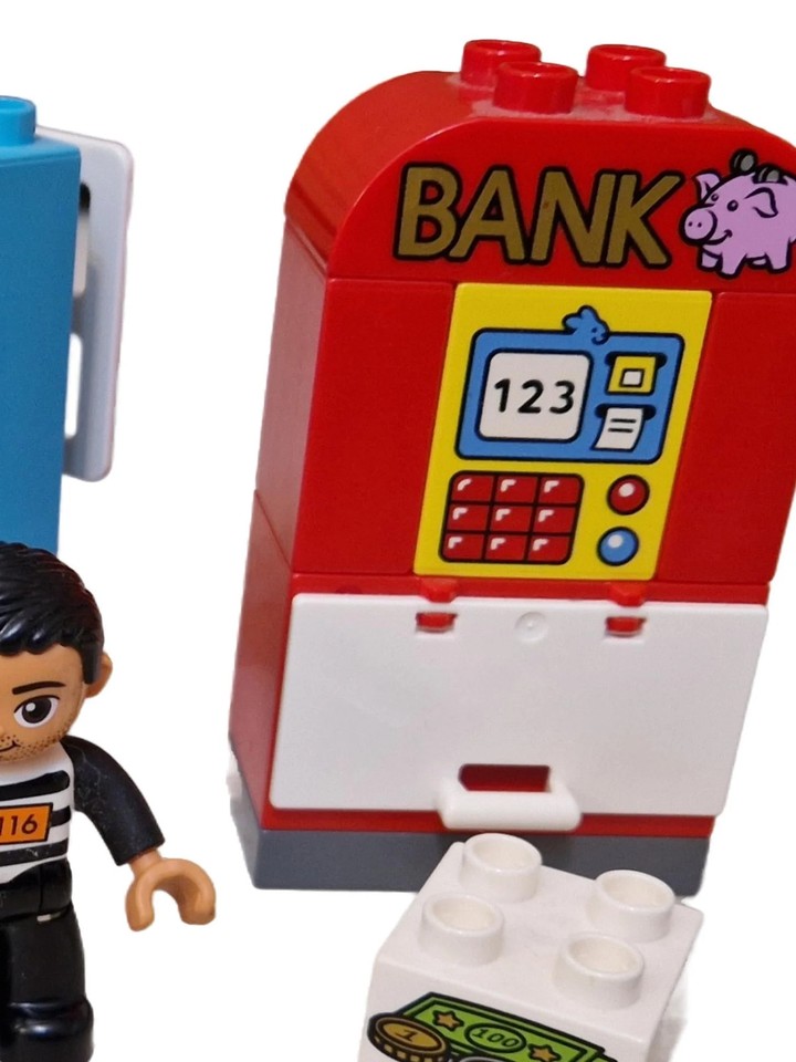 LEGO DUPLO Polizei LKW Set mit Bank Geldautomat Räuber Polizist | eBay