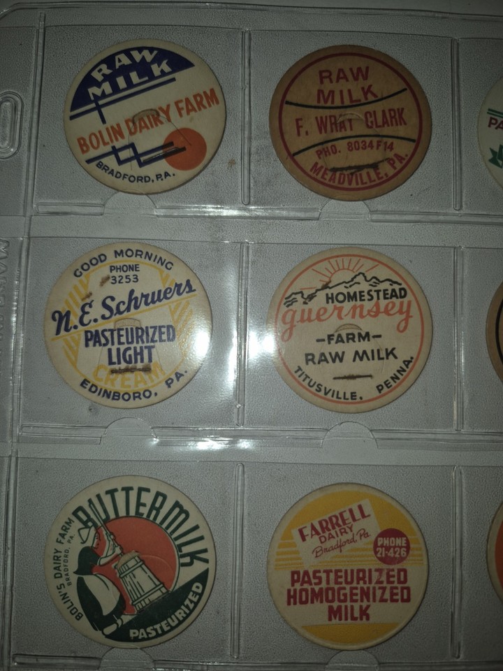 Lot Of 20 Different Milk Bottle Caps Dairy Farm all From Pennsylvania ...