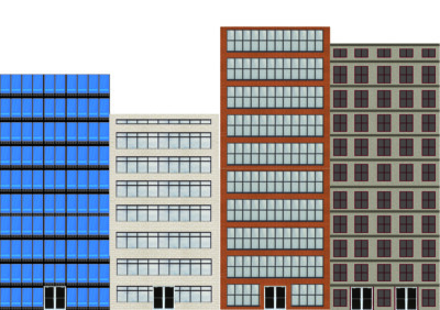 Background High-Rise Flat Front City Buildings for HO Scale Model Train ...
