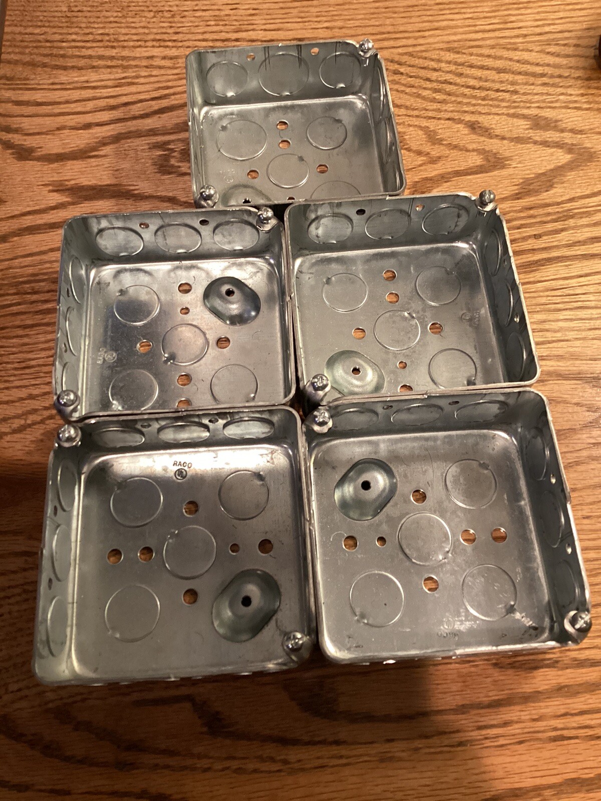 *Lot of 5 Hubbell-Raco - 8190 - Electrical Box - Square - 21 cu in - 4 ...