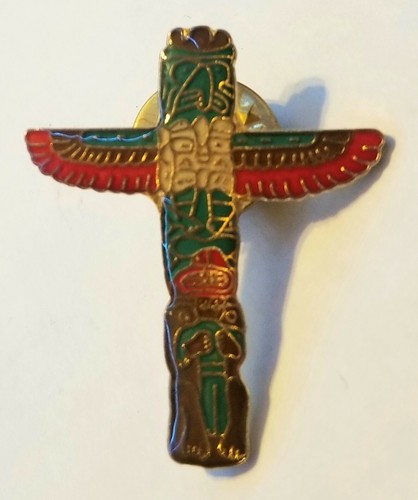 Vintage Totem Pole Northwest Coast Art Gold Tone Enamel Lapel Pin | eBay