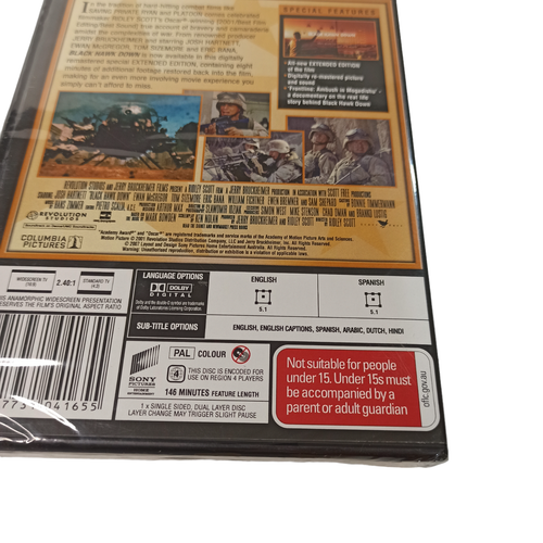 Black Hawk Down Extended Edt (DVD) War Military Helicopter Crash R4 ...
