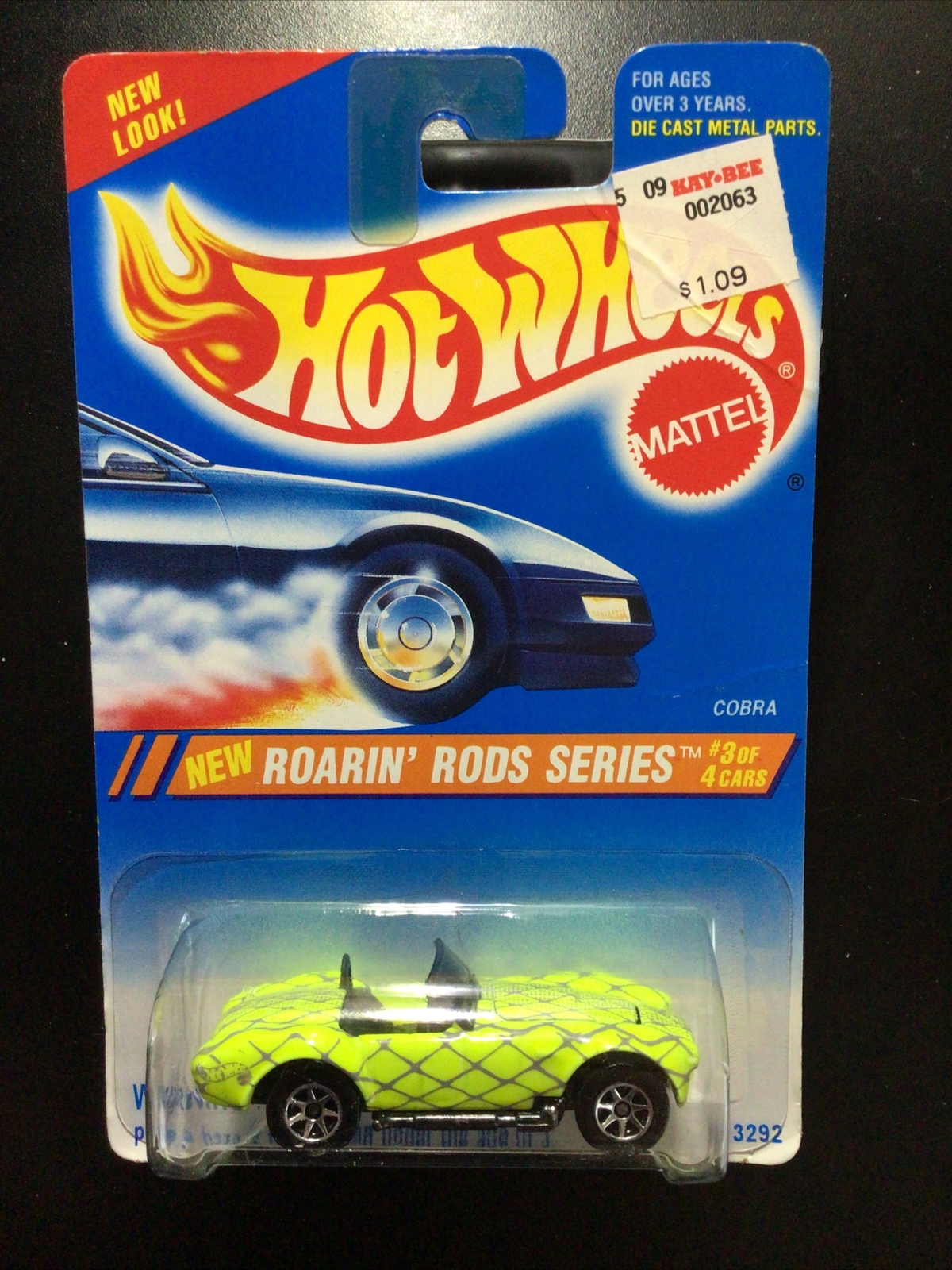 VINTAGE HOT WHEELS 1994 COBRA #305 ROARIN' RODS SERIES 3/4 BLUE CARD ...