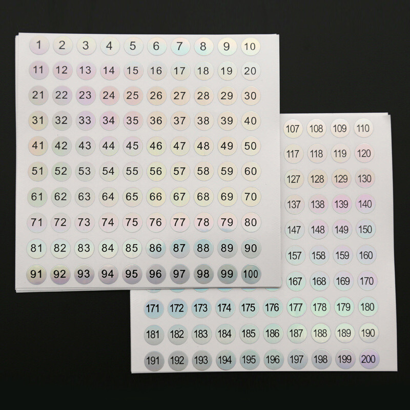 1-200 Number Sticker Label Digital Label Marking Numbering Label ...