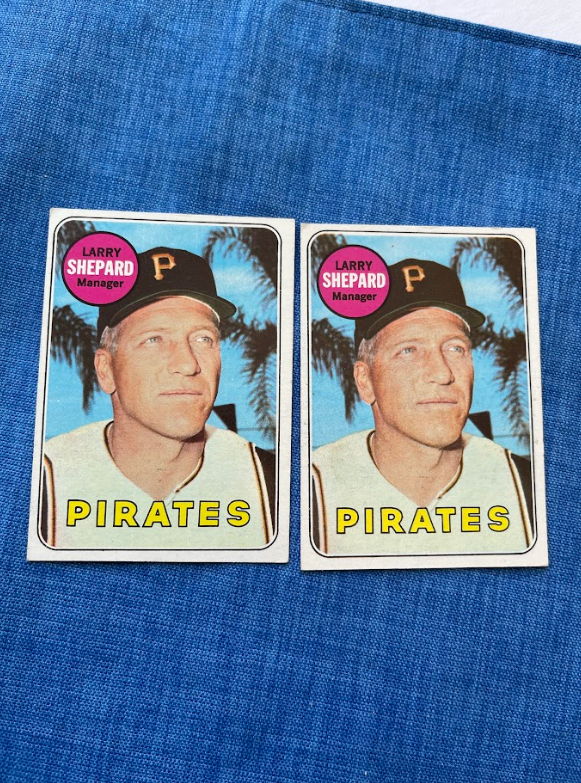 DCC: 1969 Topps Larry Shepard 2-card lot Pittsburgh Pirates #384 EX-NM+ ...