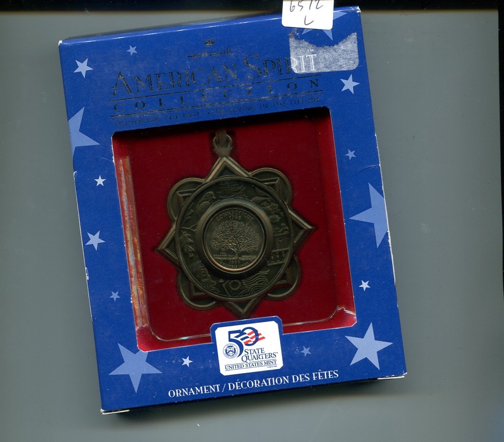 1999 CONNECTICUT STATE QUARTER HALLMARK US MINT ORNAMENT ORIGINAL BOX ...