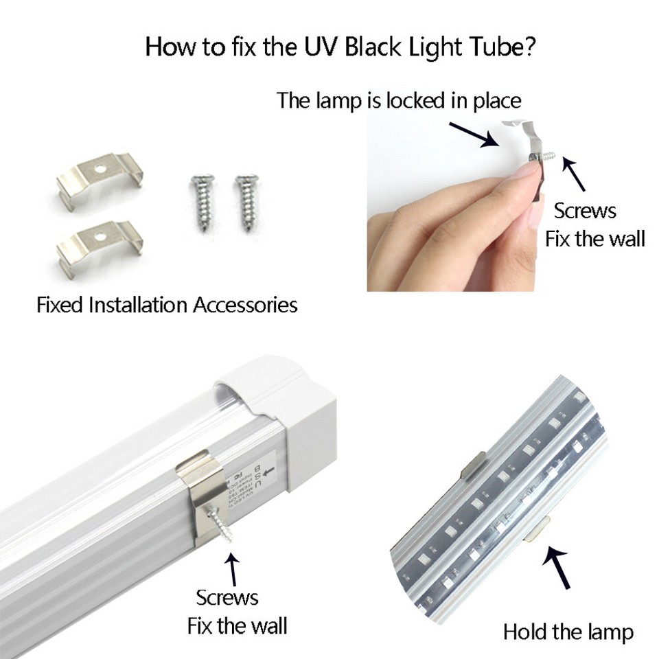 365nm 48LED US Plug UV Light Bar Tube Blacklight Ultraviolet Lamp DJ ...