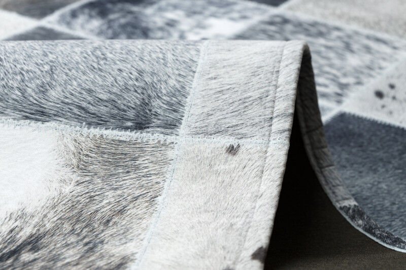 Modern practical printed RUG PATCHWORK Cow Hide Patchwork squares grey ...