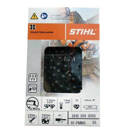 STIHL 61 PMM3 55 .043" Gauge 3/8" Pitch 16" Chainsaw Chain 3610-005 ...