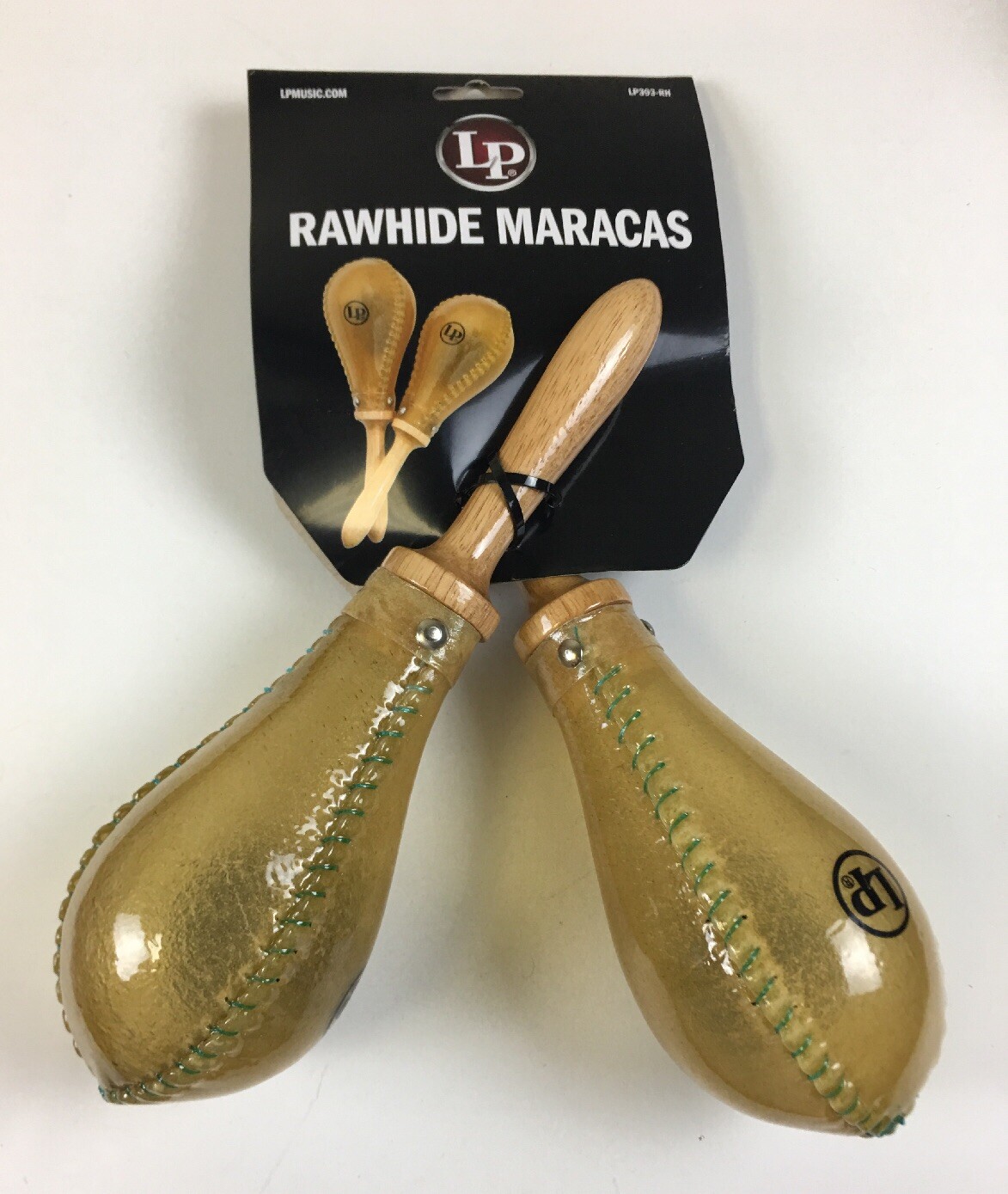LATIN PERCUSSION LP393-RH SALSA MARACAS NATURAL RAWHIDE SHELLS w/ WOOD ...