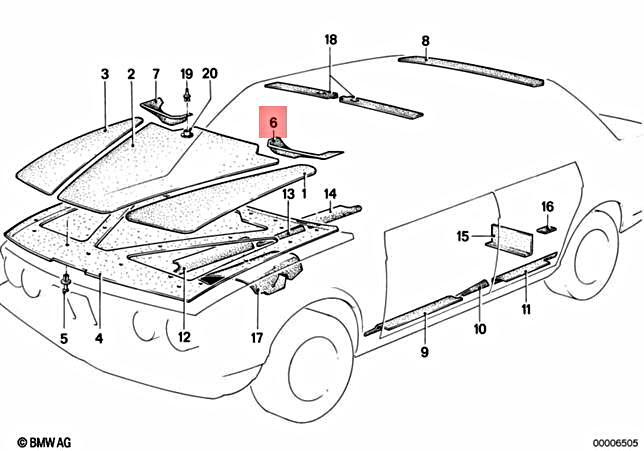 BMW E28 Hood Sound Insulating Left Genuine 51481904313 for sale online ...