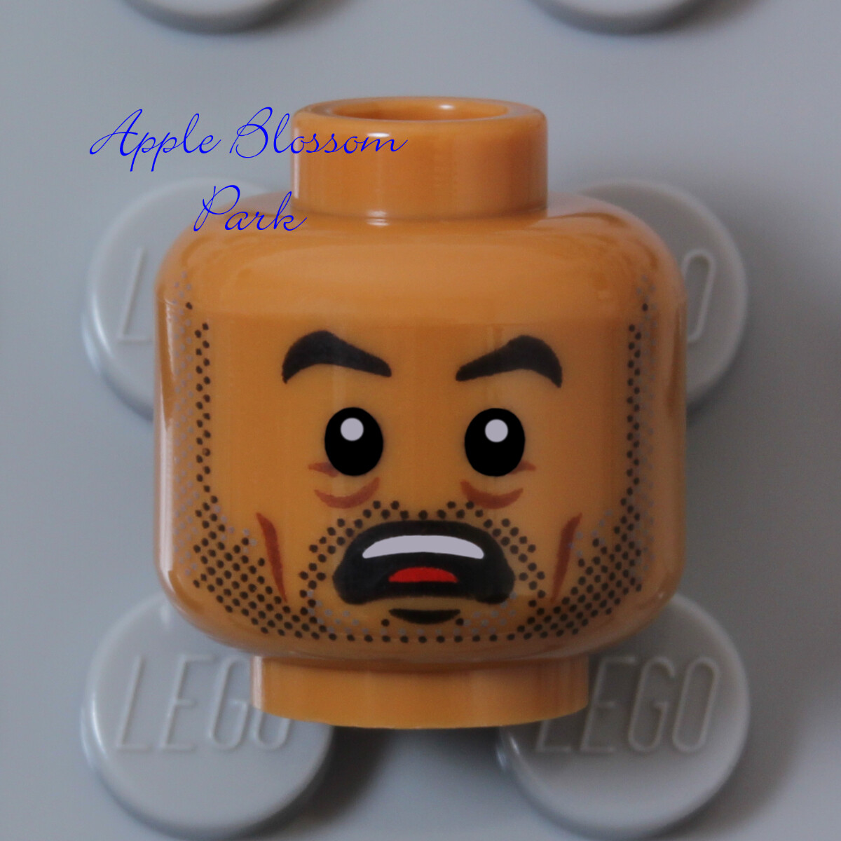 NEW Lego Medium FLESH MINIFIG HEAD w/Dark Brown Black Mustache Man ...