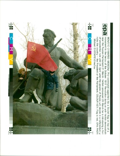 Pro communist supporters tie a soviet flag. - Vintage Photograph ...