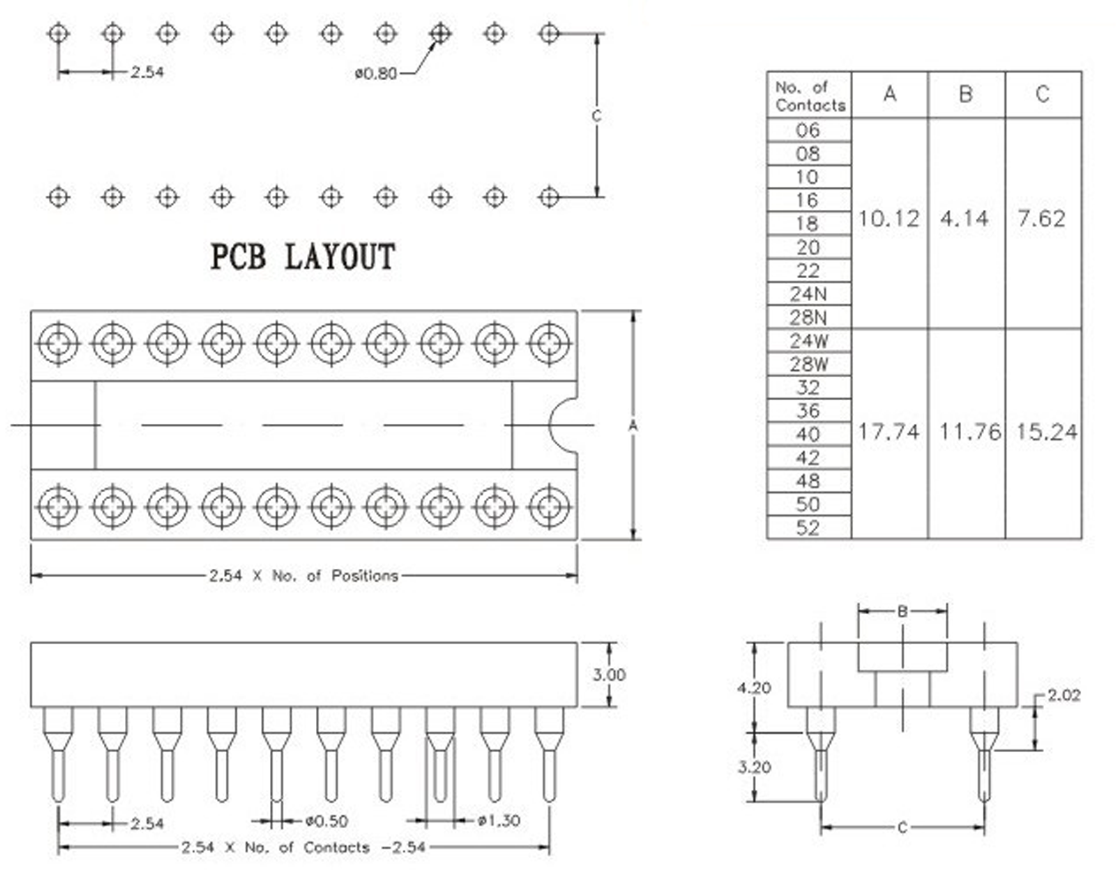 20Pcs 2.54mm Pitch 20 Pin DIP Round Pin Solder IC Socket Adaptor Narrow ...