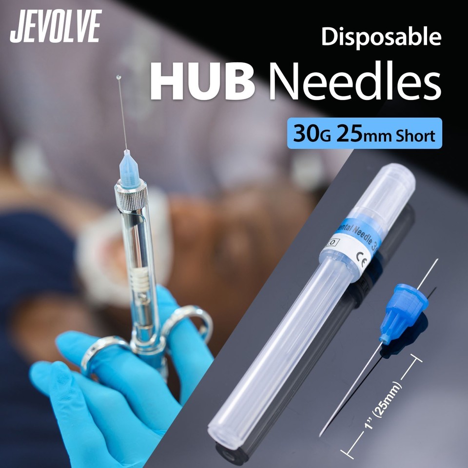27G, 30G, 30G-XS Dental Plastic Hub Needles Self-Threading Tri-Bevel ...