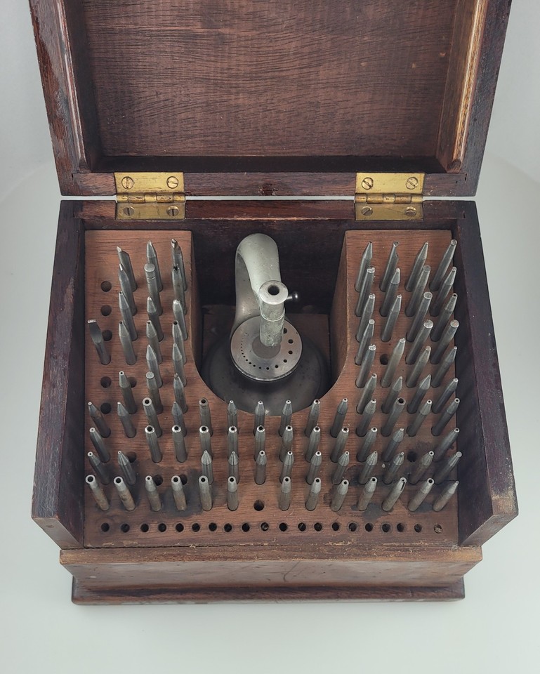 ANTIQUE Kendrick & Davis K&D Watch Repair Watchmaker Staking Tool Set w ...