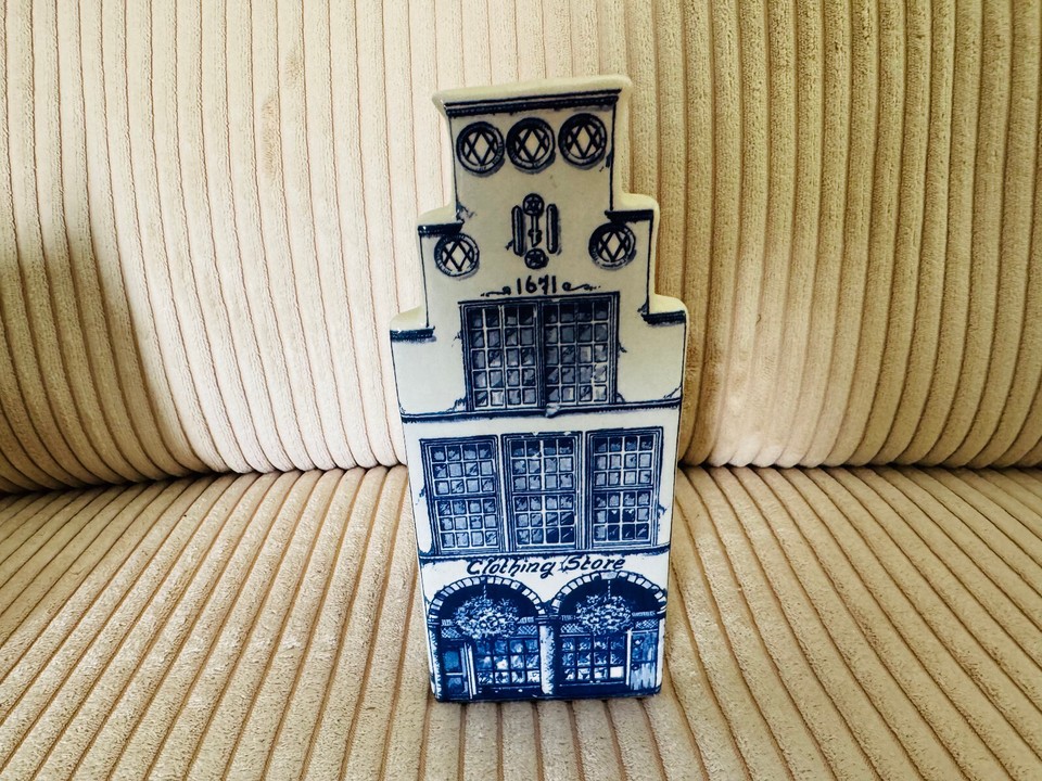 Old Vtg Delft Blue Handpainted Building LOT Clothing Store Bakery Dutch ...