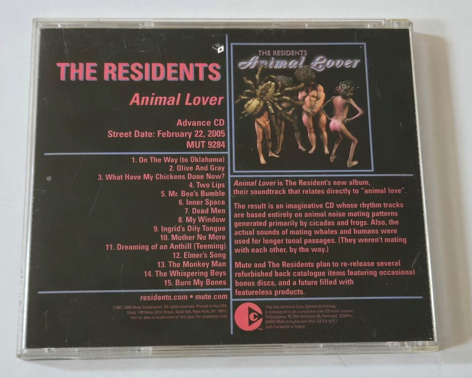 THE RESIDENTS Animal Lover PROMO Advance CD Album 2005 Mute | eBay