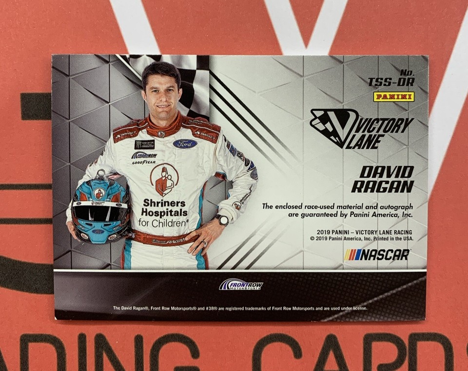 David Ragan 2019 Panini Victory Lane Racing OC Auto Triple Relic Auto ...
