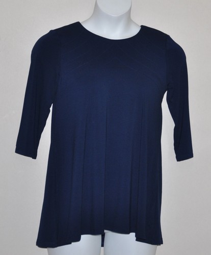 Knit Top with Back Zipper Closure Detail Size S Navy | eBay
