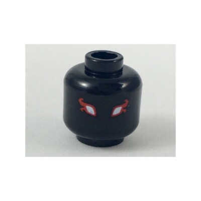 LEGO - Minifigure, Head w/ White Eyes with Red Flames Pattern - Black ...
