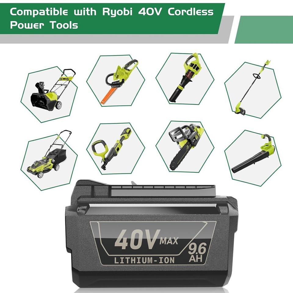 9.6Ah For Ryobi 40V Lithium-Ion High Capacity Battery 40V OP40261 ...